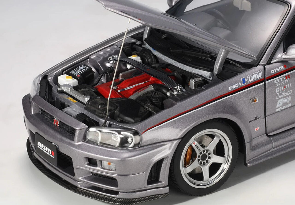 AUTOart Nissan Skyline R34 GTR S-Tune S1 Athlete Silver 1:18 Scale Mod ...